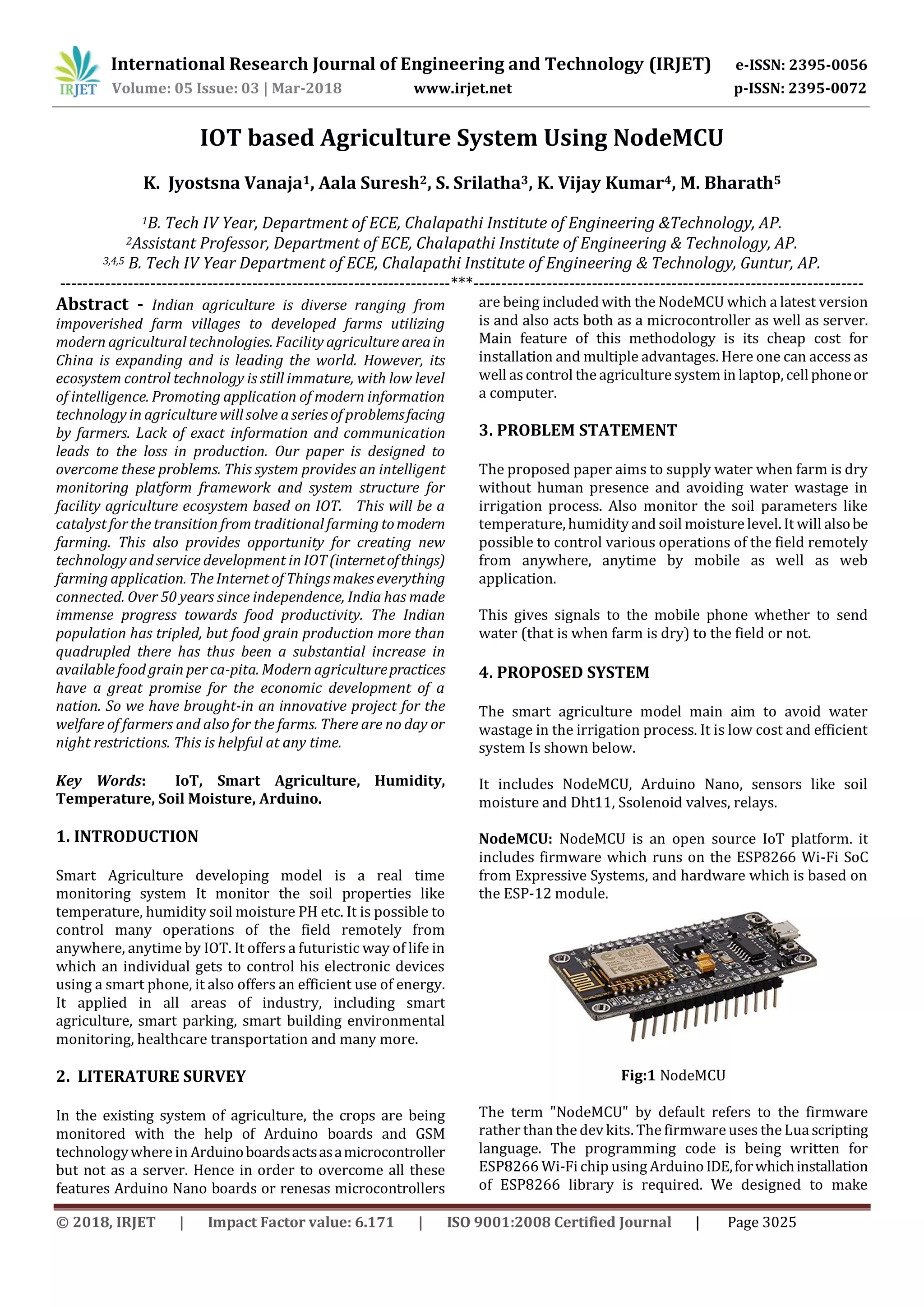 IRJET- IOT based Agriculture System using NodeMCU | PDF