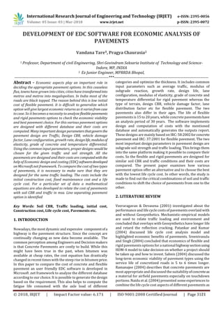 IRJET- Development of EDC Software for Economic Analysis of Pavements | PDF