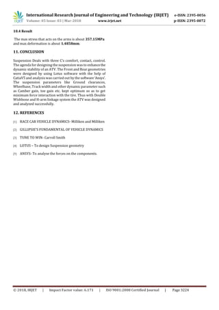 IRJET- Dynamic Analysis of the Front and Rear Suspension System of an All-Terrain Vehicle | PDF