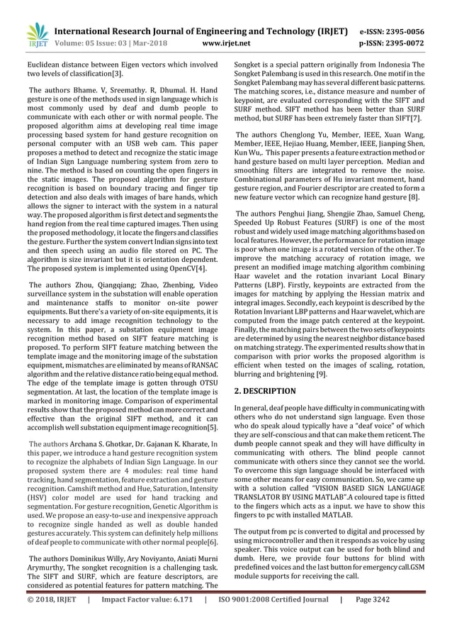 IRJET- Vision Based Sign Language by using Matlab | PDF