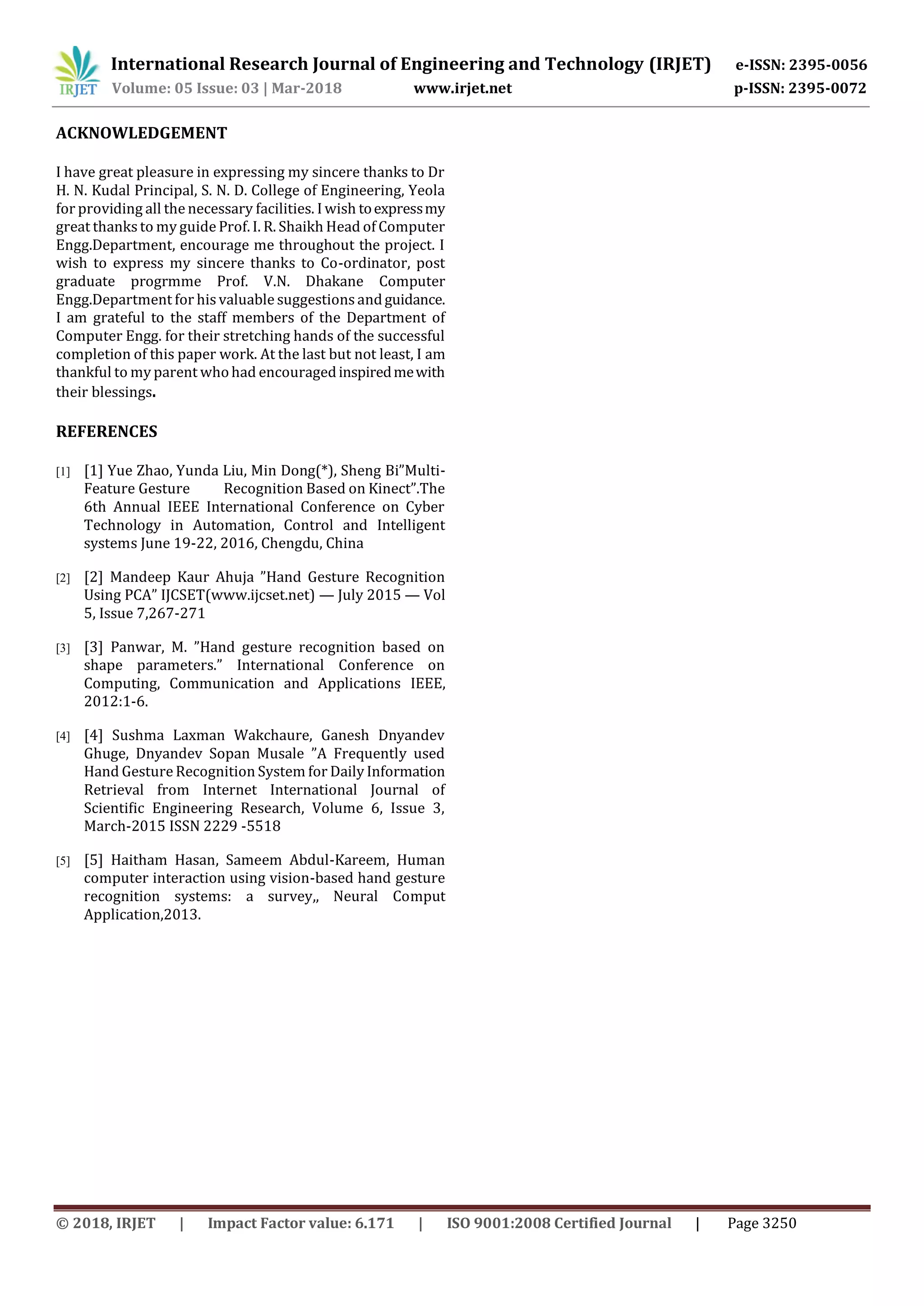 IRJET- Convenience Improvement for Graphical Interface using Gesture Detection | PDF