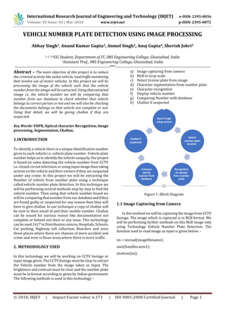 IRJET- Vehicle Number Plate Detection using Image Processing | PDF