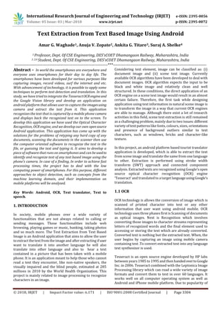 IRJET- Text Extraction from Text Based Image using Android | PDF