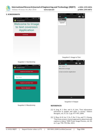 IRJET- Text Extraction from Text Based Image using Android | PDF