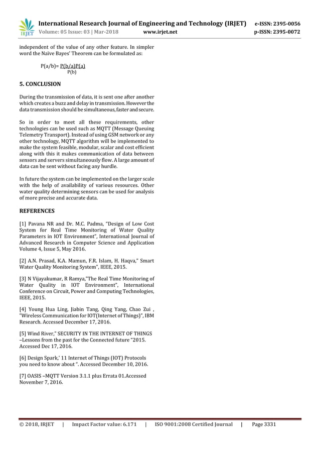 IRJET- A Study on IOT Approach for Monitoring Water Quality using MQTT Algorithm | PDF ...