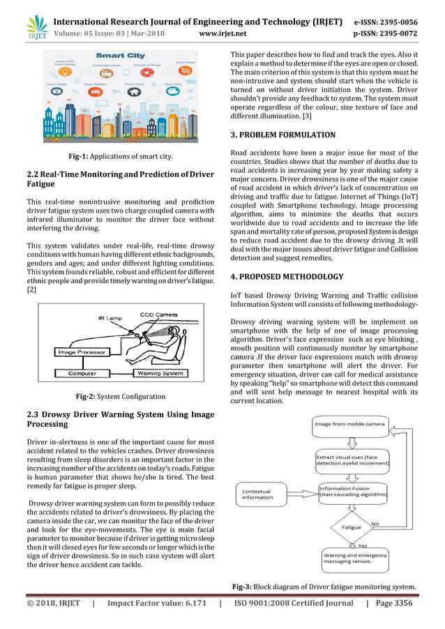 IRJET- A Methodology: Iot Based Drowsy Driving Warning and Traffic ...