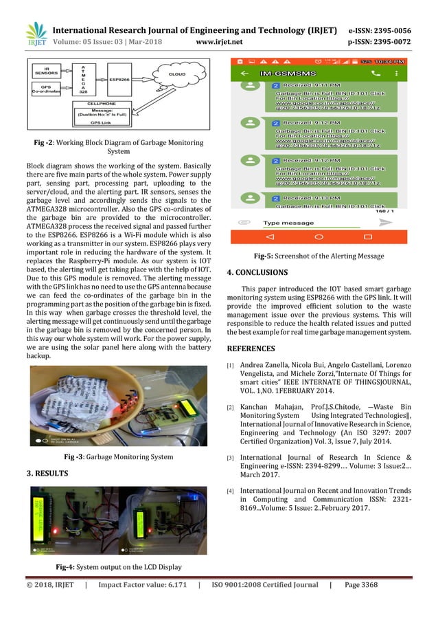 IRJET- IOT Based Smart Garbage Monitoring System using ESP8266 with GPS ...