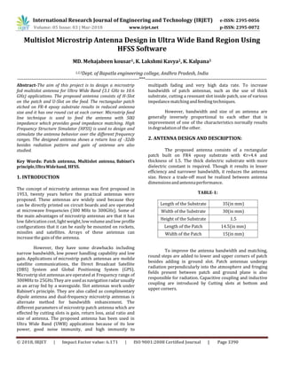 IRJET- Multislot Microstrip Antenna Design in Ultra Wide Band Region using HFSS Software | PDF ...