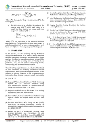 IRJET- Recognition of Future Air Quality Index using Artificial Neural Network | PDF