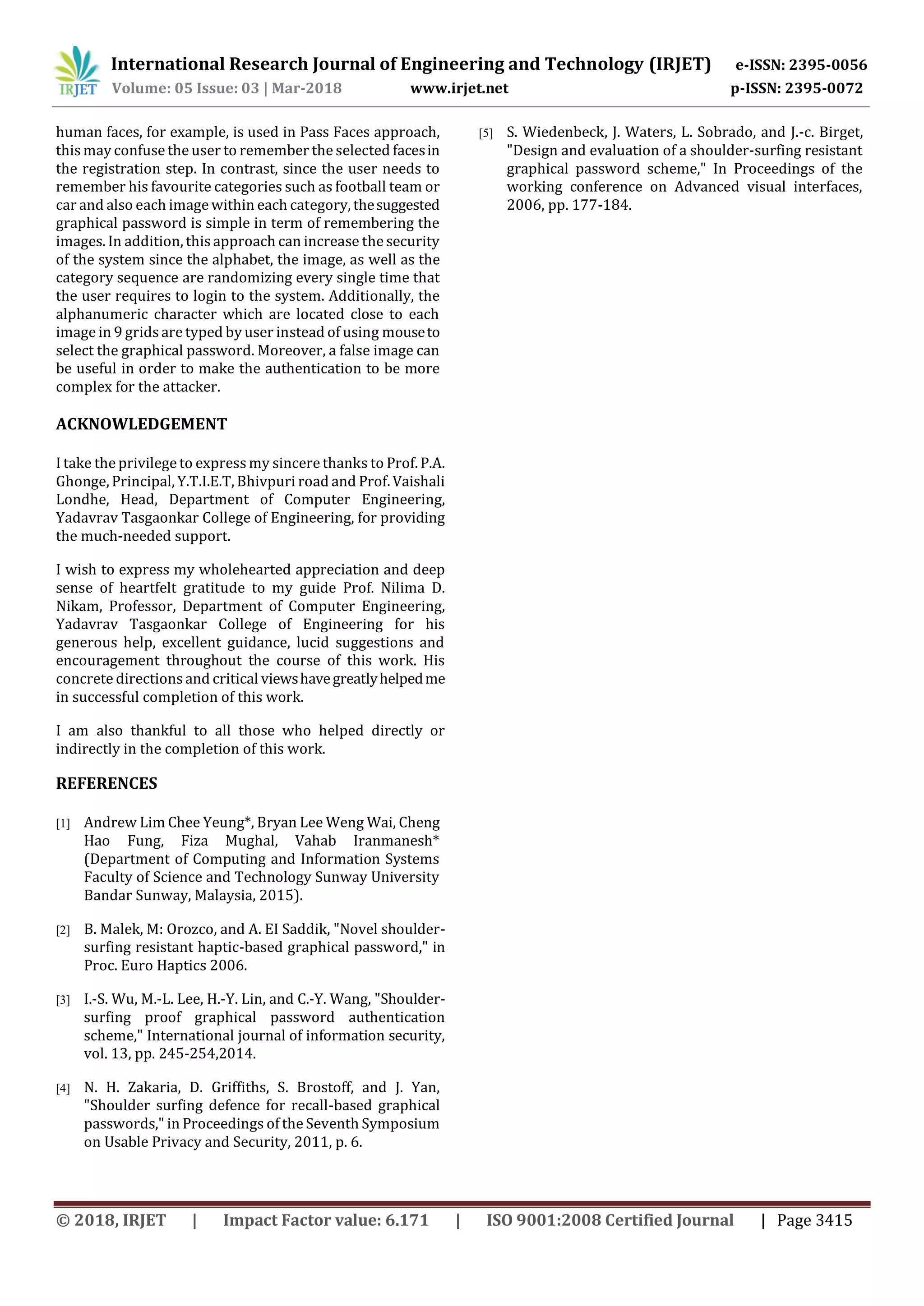 IRJET- A Shoulder-Surfing Resistant Graphical Password System | PDF