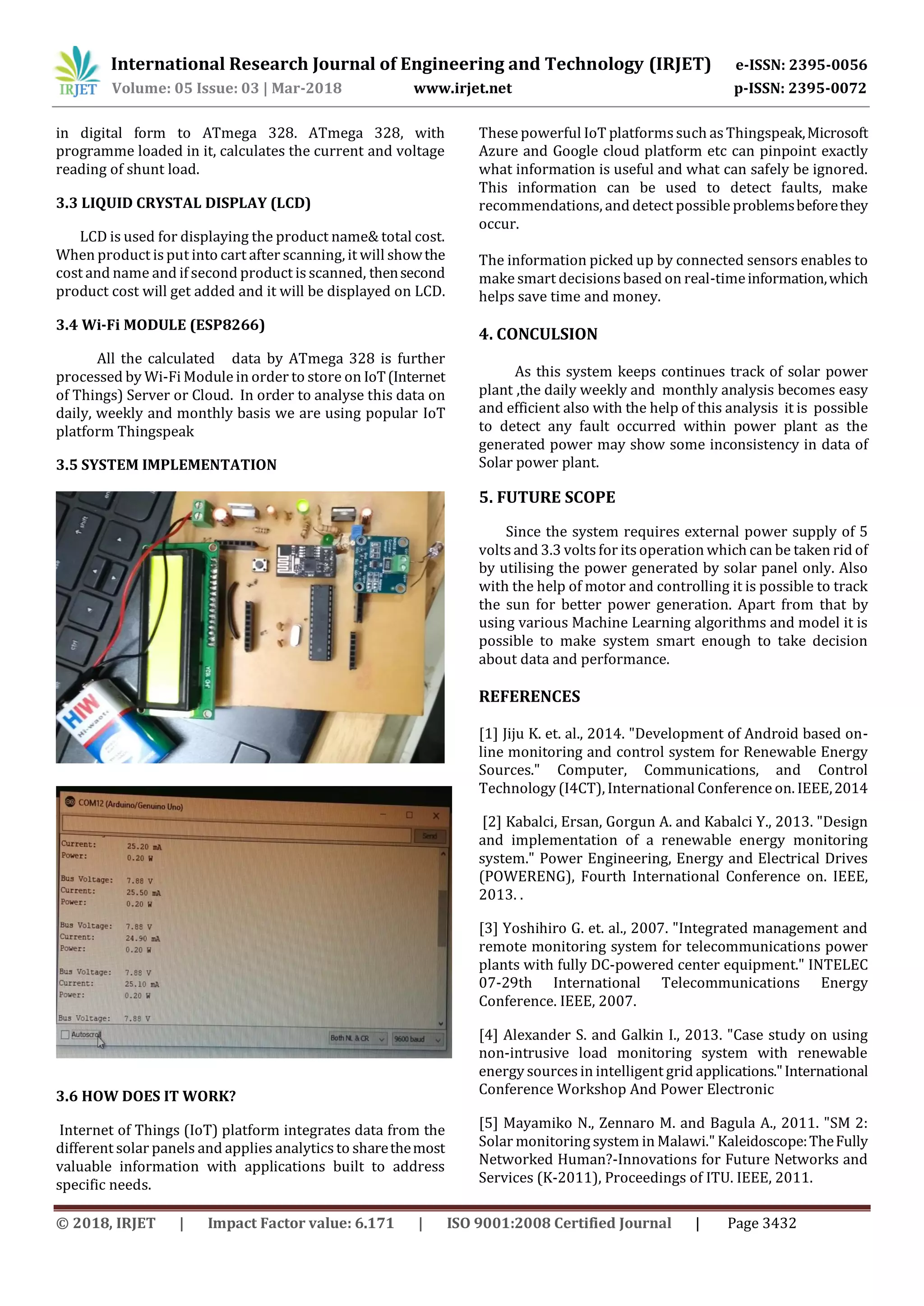 IRJET- Solar Power Monitoring System using IoT | PDF IRJET- Solar Power Monitoring System using IoT | PDF