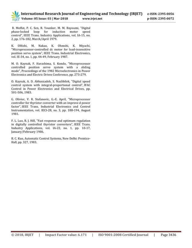 IRJET- Closed Loop Speed Control of DC Motor by using PI Controller | PDF