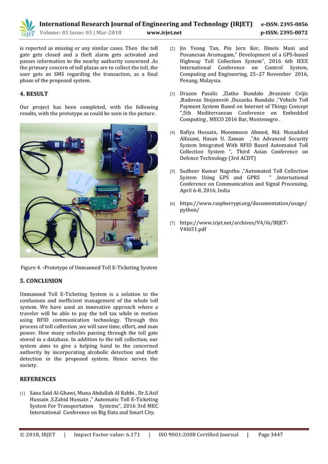 IRJET- Unmanned Toll E-Ticketing System | PDF