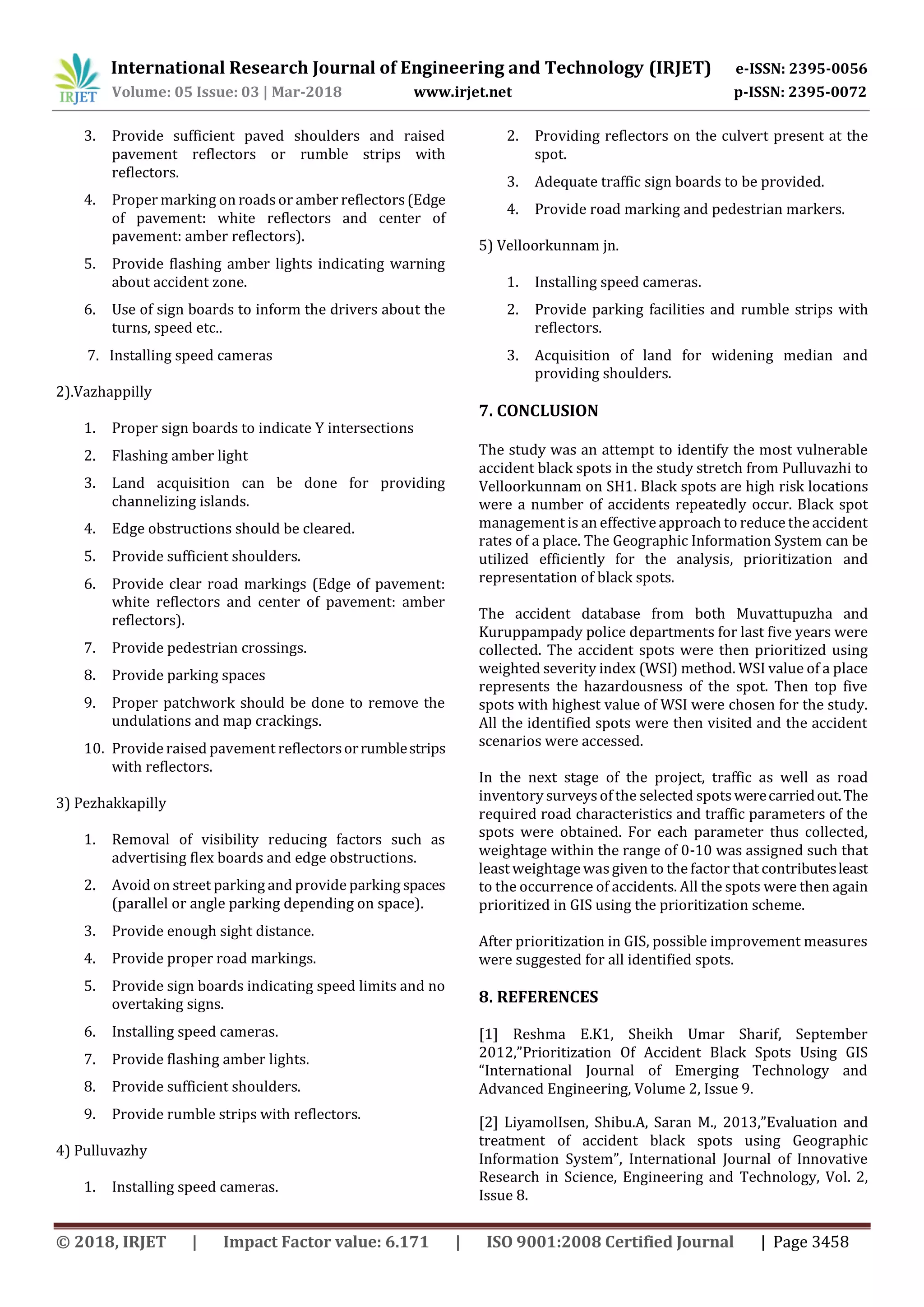 IRJET- Identification and Analysis of Accident Blackspots using GIS | PDF