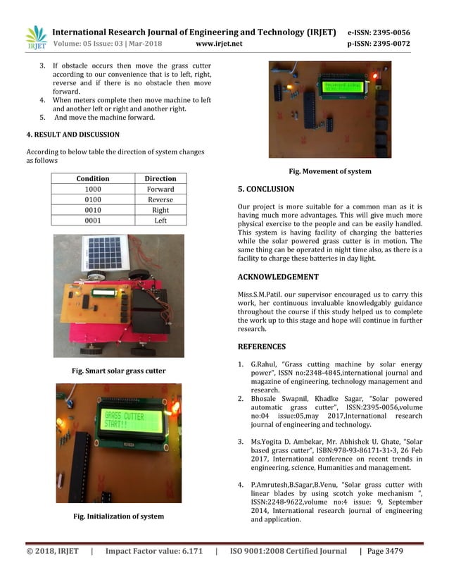 IRJET- Smart Solar Grass Cutter with Lawn Coverage | PDF | Gardening ...