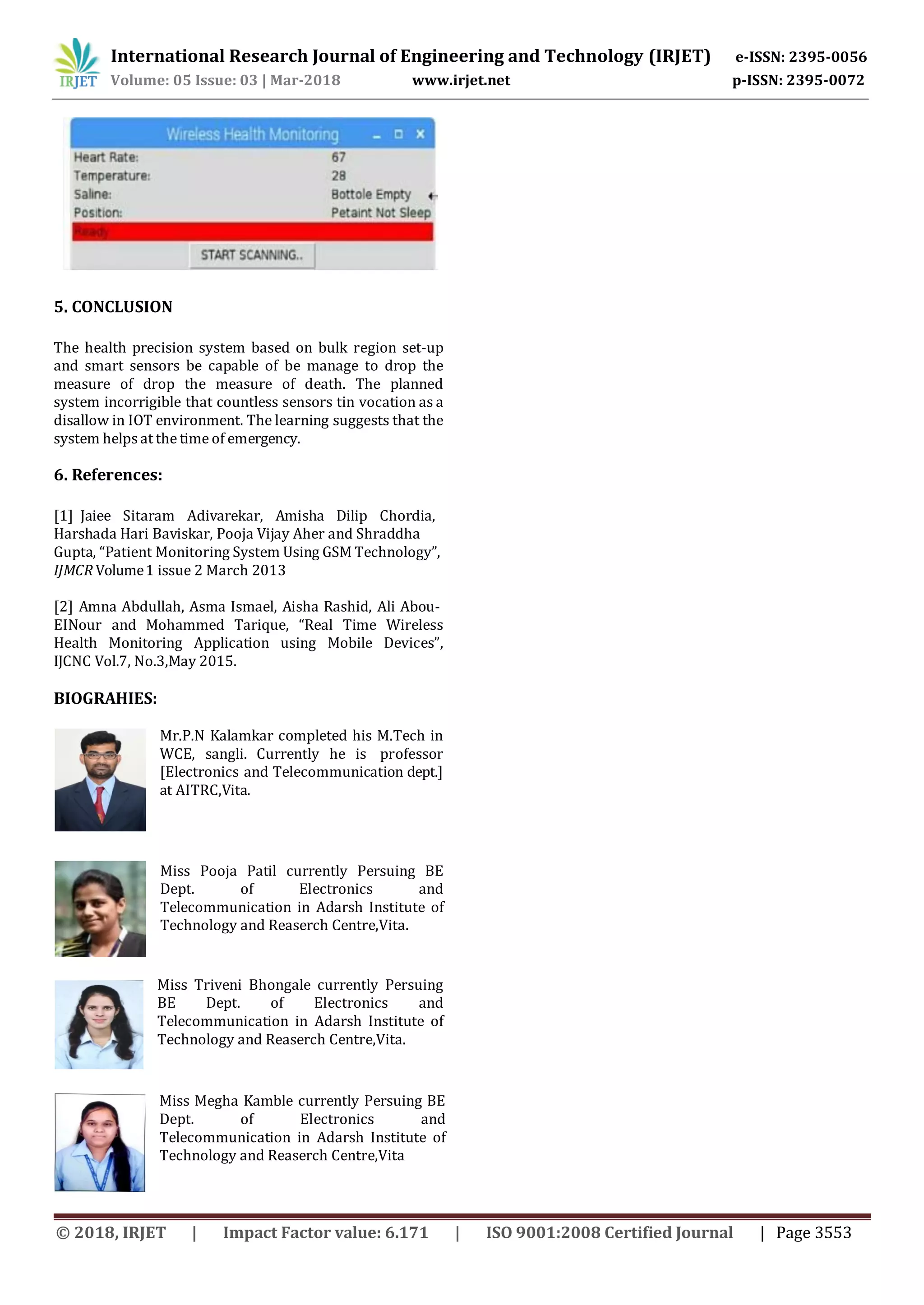 IRJET- Human Health monitoring System using IOT and Raspberry PI3 | PDF
