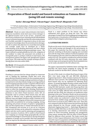 IRJET- Preparation of Flood Model and Hazard Estimation on Yamuna River (using GIS and Remote ...