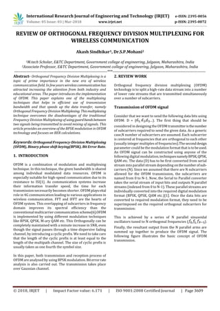 IRJET- Review of Orthogonal Frequency Division Multiplexing for Wireless Communication | PDF