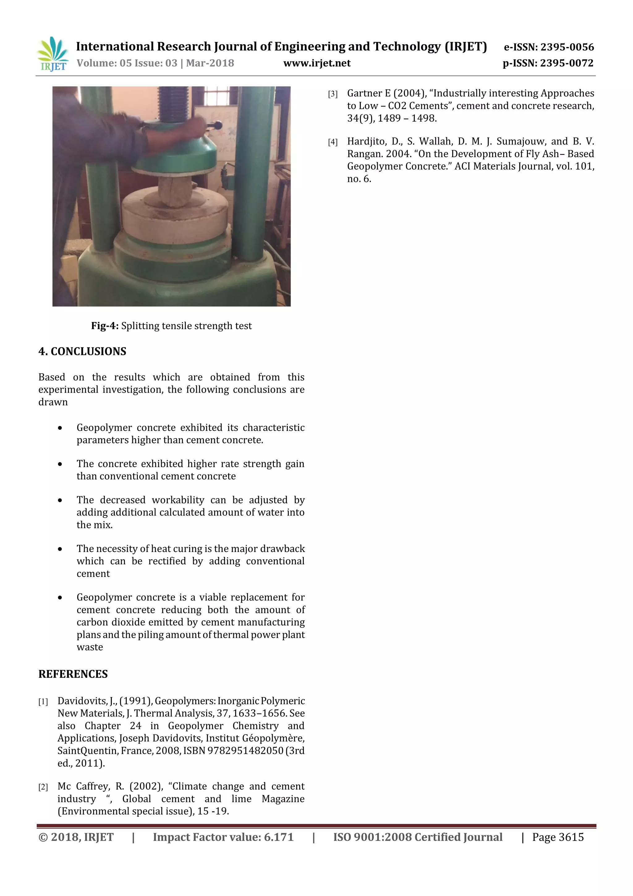 IRJET- Study of Mechanical Properties of Fly Ash Based Geopolymer ...