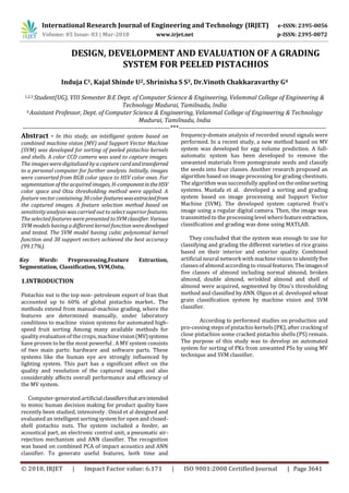IRJET- Design, Development and Evaluation of a Grading System for Peeled Pistachios | PDF ...
