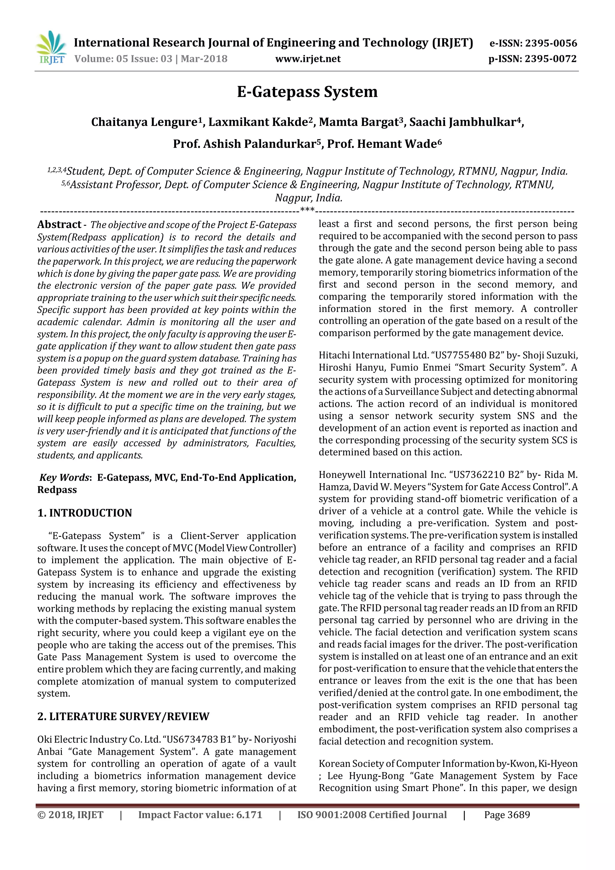 IRJET- E-Gatepass System | PDF