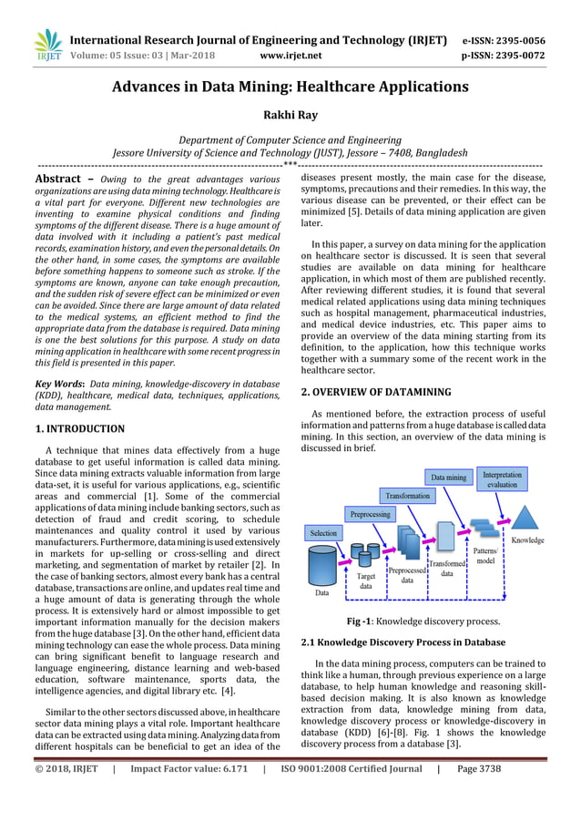 IRJET- Advances in Data Mining: Healthcare Applications | PDF