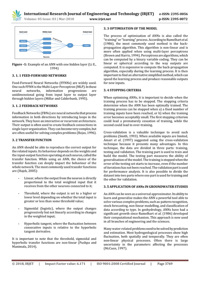 IRJET- Overview of Artificial Neural Networks Applications in Groundwater Studies | PDF