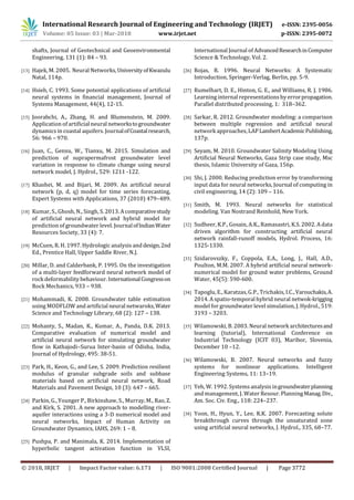 IRJET- Overview of Artificial Neural Networks Applications in Groundwater Studies | PDF