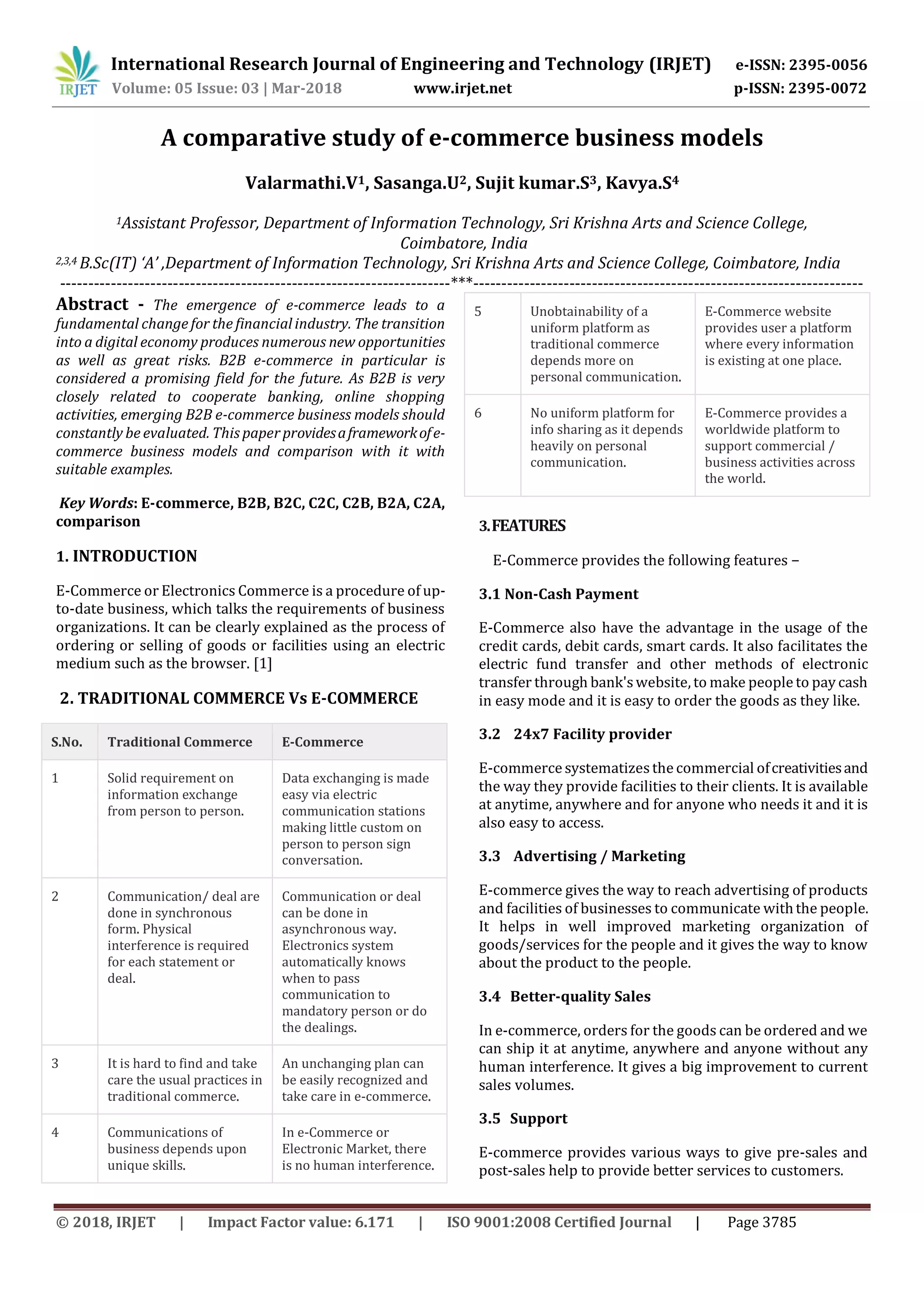 IRJET- A Comparative Study of E-Commerce Business Models | PDF