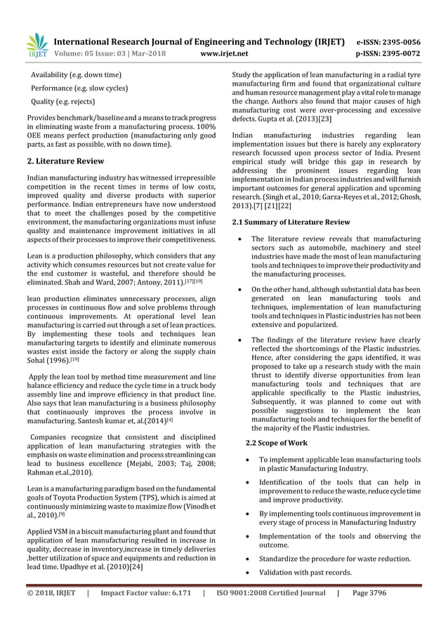 IRJET- Productivity Improvement by Implementing Lean Manufacturing Tools in Manufacturing ...