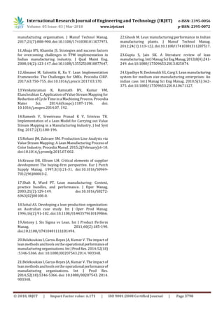 IRJET- Productivity Improvement by Implementing Lean Manufacturing Tools in Manufacturing ...