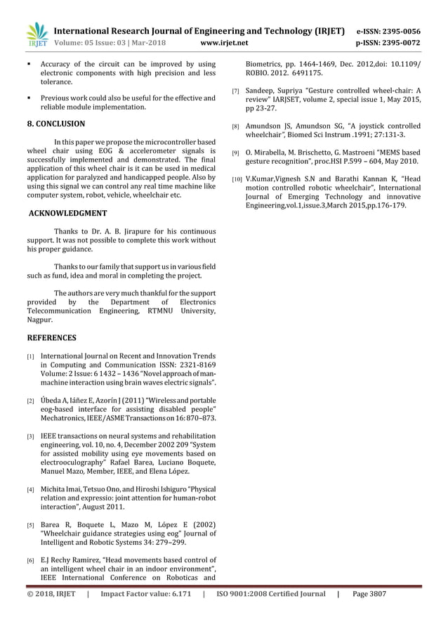 Irjet Microcontroller Based Eog And Accelerometer Guide Wheelchair Pdf 2340