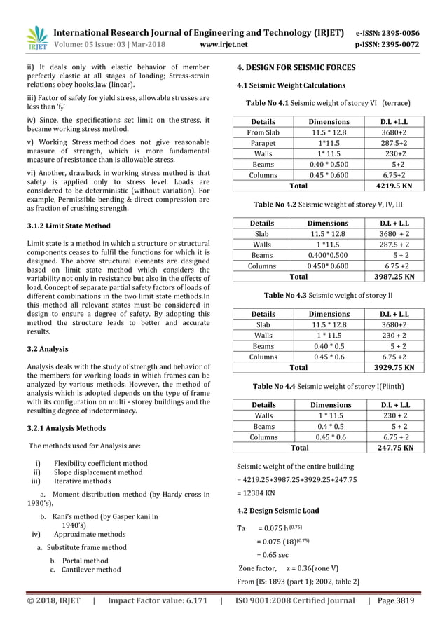 IRJET- Analysis and Design of Multi - Storey Building Under Load Combination | PDF