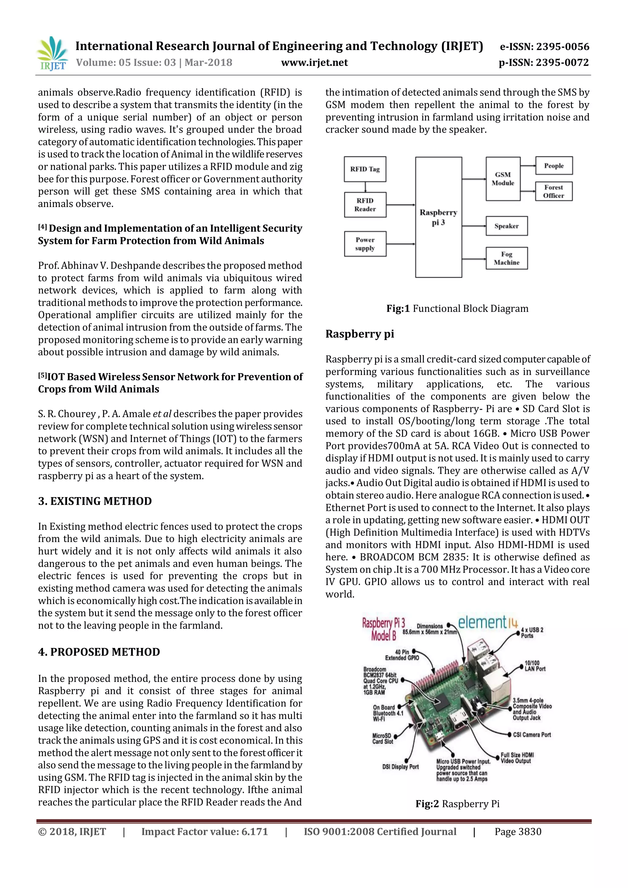 IRJET- A Smart Farmland using Raspberry Pi Crop Prevention and Animal ...