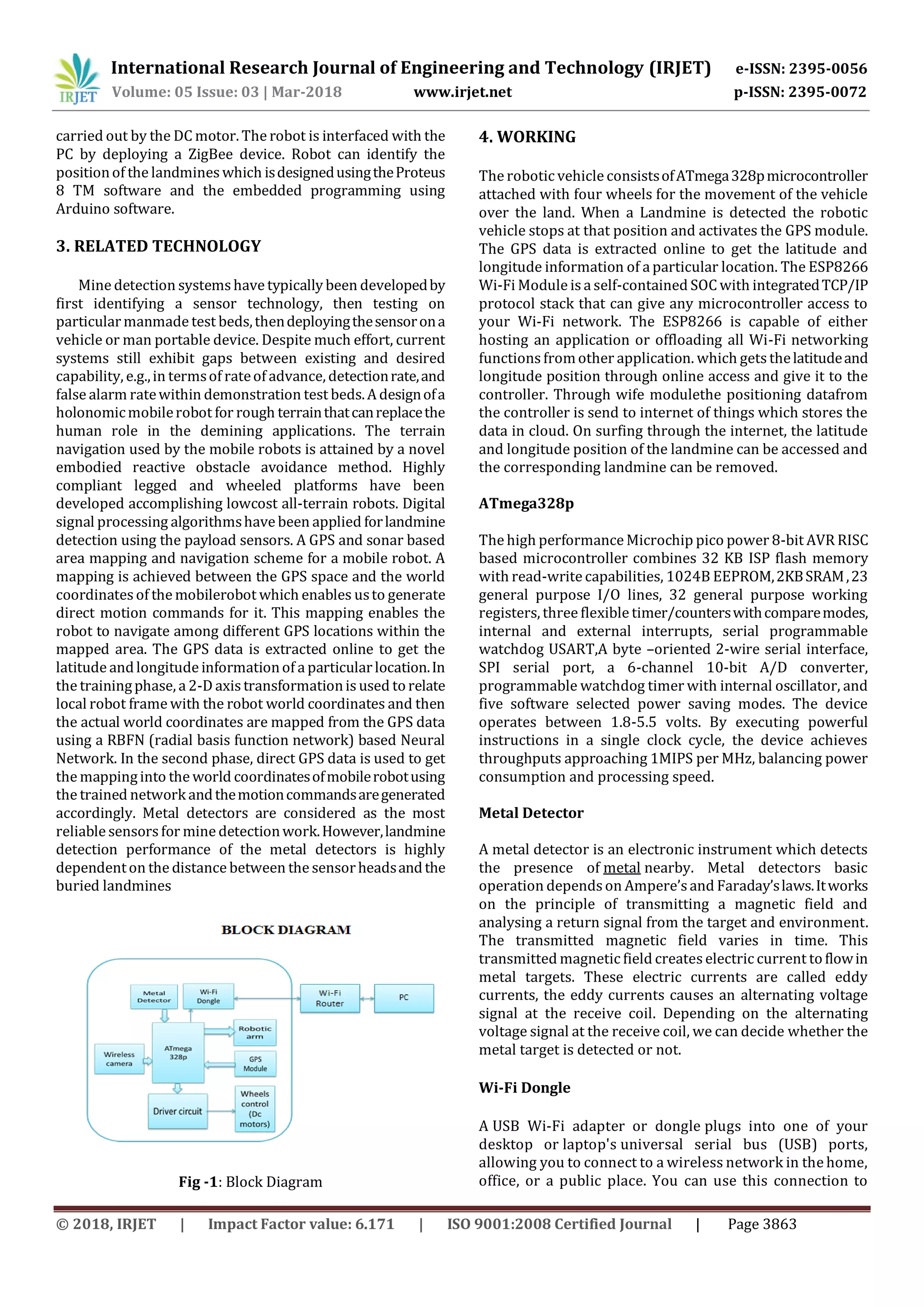 IRJET- Multi Utility Landmine Detecting Robotic Vehicle | PDF
