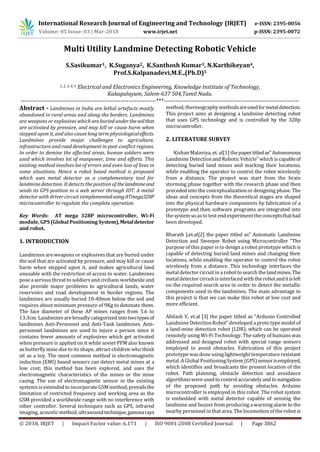 IRJET- Multi Utility Landmine Detecting Robotic Vehicle | PDF