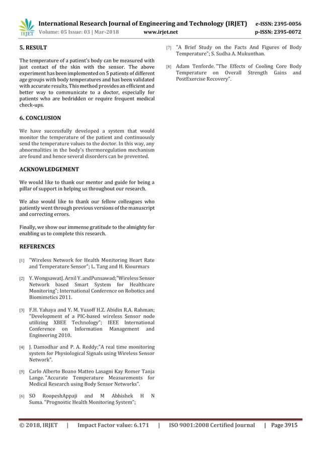 IRJET- Iot Based Measurement of Body Temperature using Max30205 | PDF
