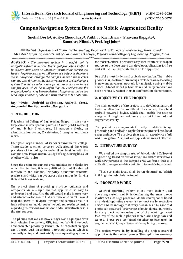 IRJET- Campus Navigation System Based on Mobile Augmented Reality | PDF | Operating Systems ...