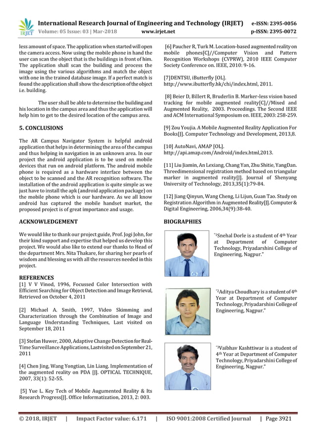 IRJET- Campus Navigation System Based on Mobile Augmented Reality | PDF | Operating Systems ...