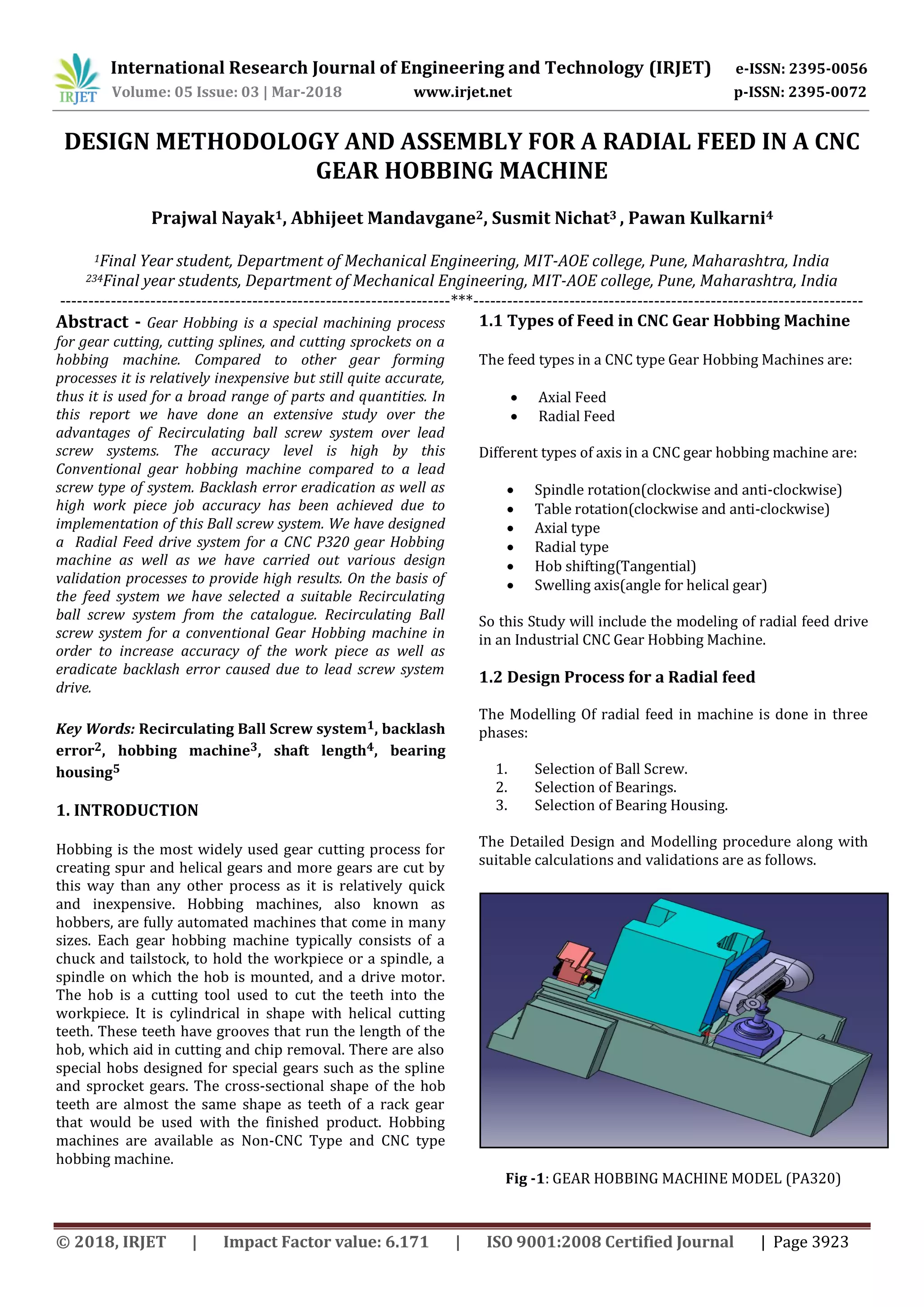 IRJET- Design Methodology and Assembly for a Radial Feed in a CNC Gear ...