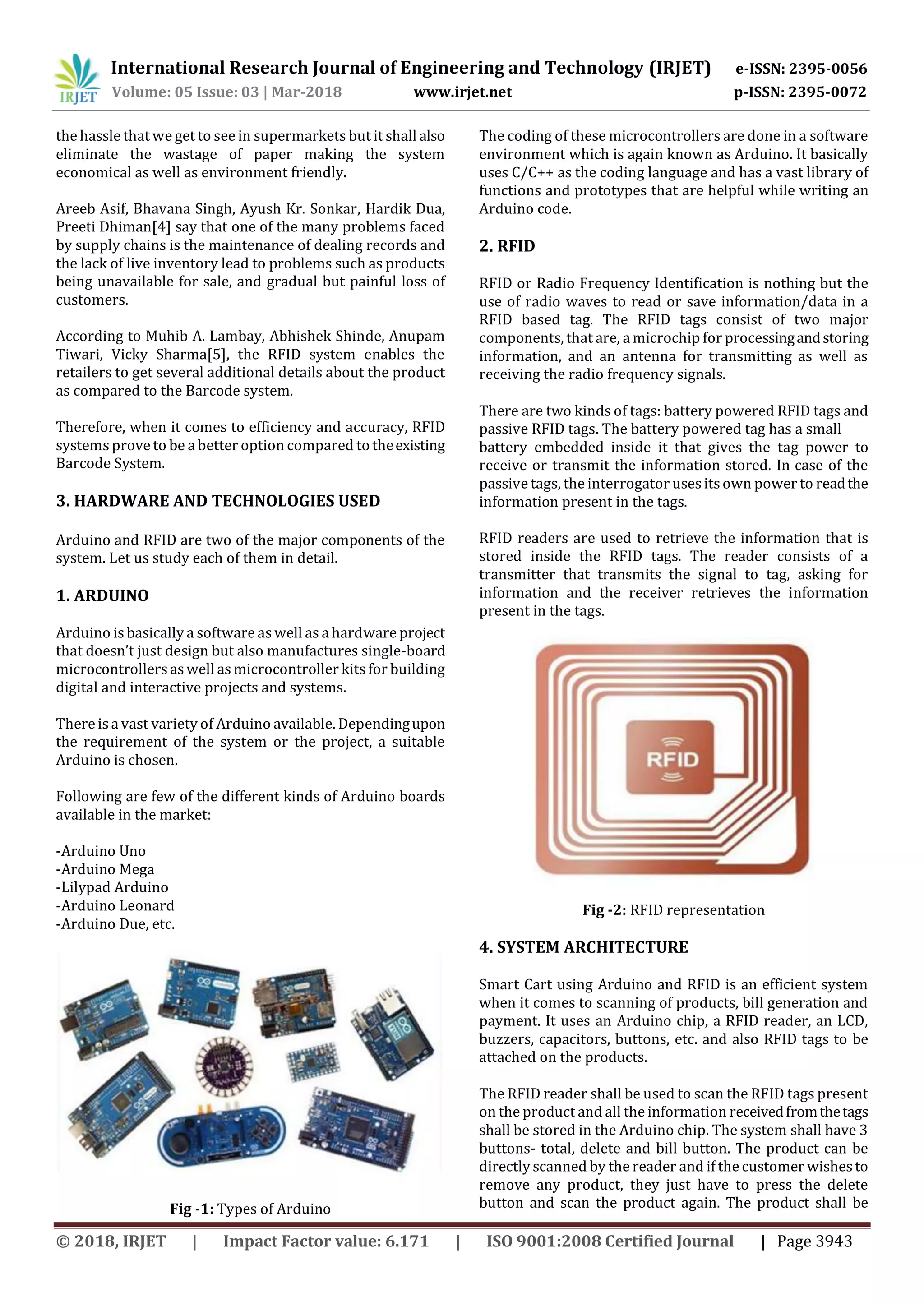 IRJET- Smart Cart Using Arduino and RFID | PDF
