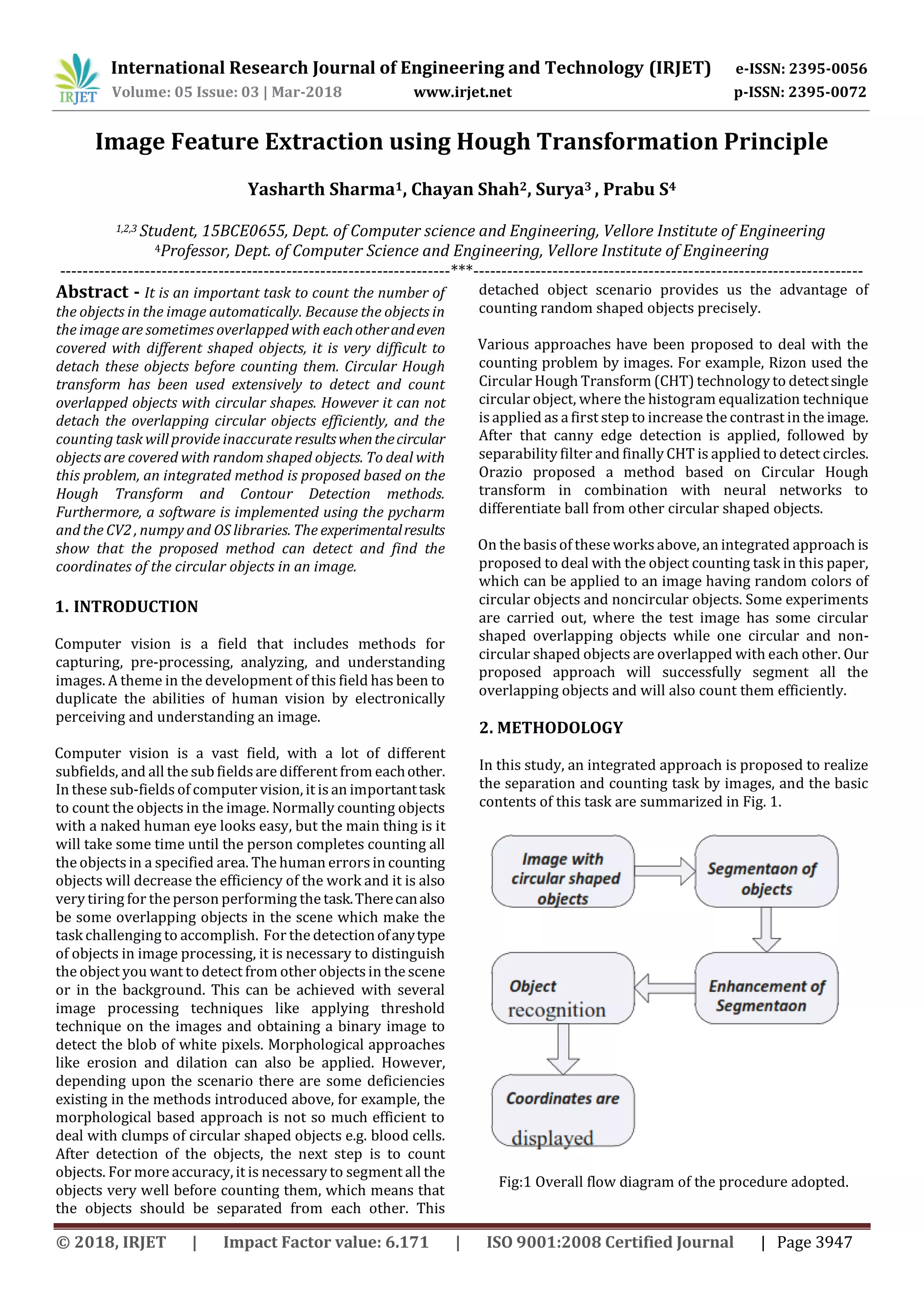 IRJET- Image Feature Extraction using Hough Transformation Principle | PDF