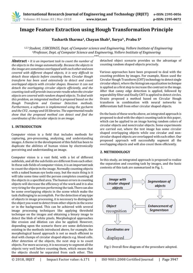 IRJET- Image Feature Extraction using Hough Transformation Principle | PDF