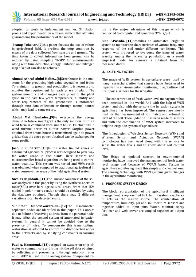 IRJET- Iot Based Intelligent Management for Agricultural Process using ... IRJET- Iot Based Intelligent Management for Agricultural Process using ...