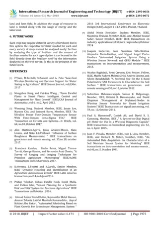 IRJET- Iot Based Intelligent Management for Agricultural Process using ...