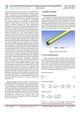IRJET- Numerical Investigation on the Heat Transfer Characteristics of Alumina-Water Nanofluid ...