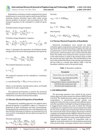 IRJET- Numerical Investigation on the Heat Transfer Characteristics of Alumina-Water Nanofluid ...