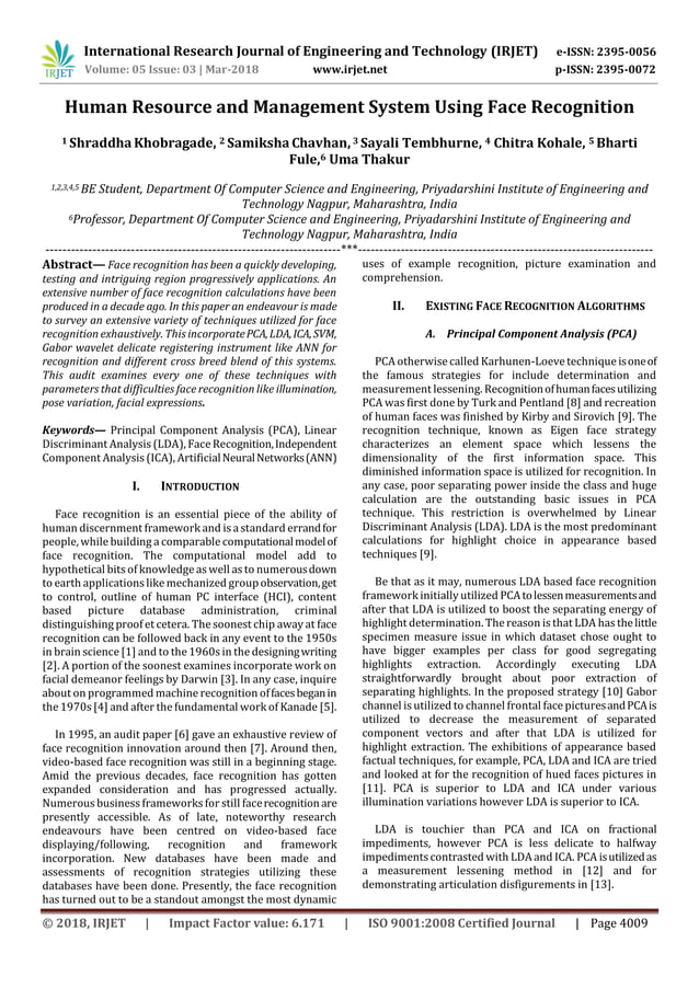 IRJET- Human Resource and Management System Using Face Recognition | PDF