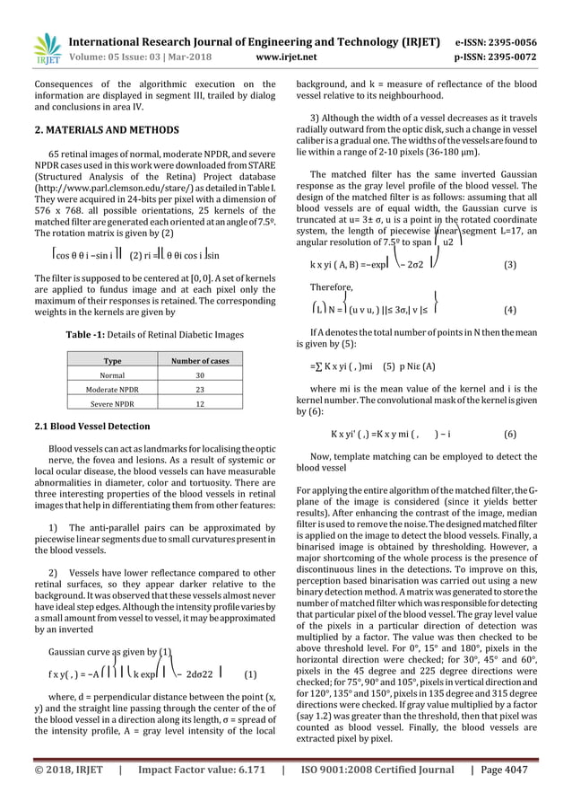 IRJET- Characterization of Diabetic Retinopathy Detection of Exudates ...