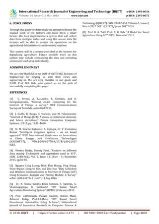 IRJET- Smart Agriculture using Clustering and IOT | PDF